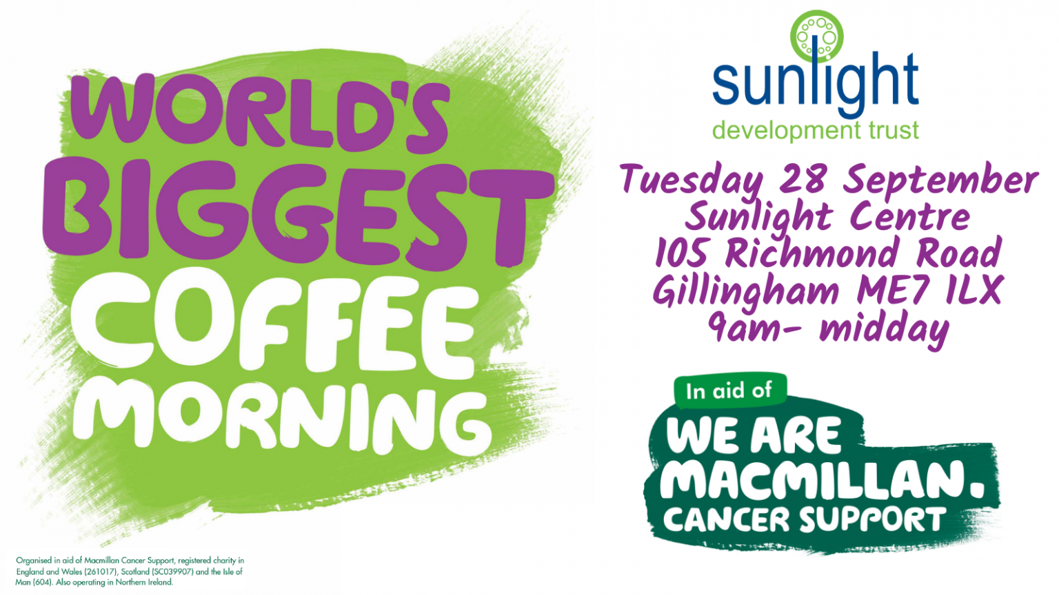 MacMillan Coffee Morning 21 September – Sunlight Development Trust